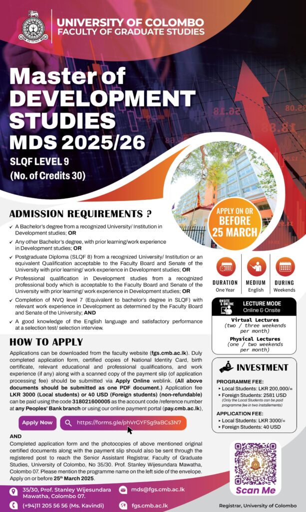 Master of Development Studies – MDS 2025/26 | Faculty of Graduate Studies