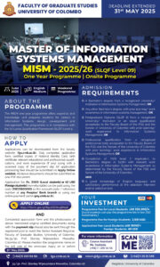 Master of Information Systems Management – MISM – 2025/26 (SLQF Level 09) ONE YEAR | Faculty of ...